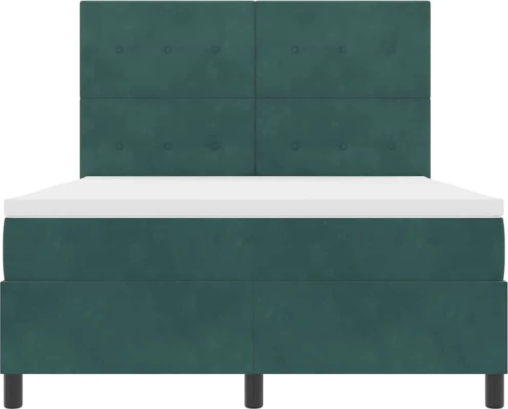 Postel s boxspringem s čelo Tmavě zelená 140 x 190 cm samet 3339833
