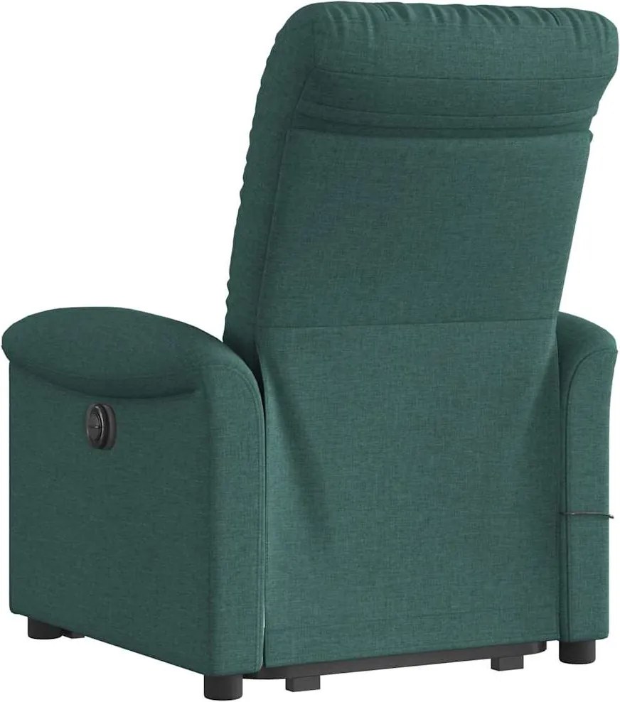 Zvedací masážní polohovací křeslo tmavě zelené textil 3303270