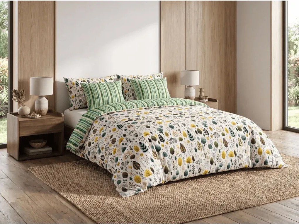 Sada povlečení z polybavlny TREEVELLA POLY zelené + povlak na polštář 50 x 70 cm ZDARMA