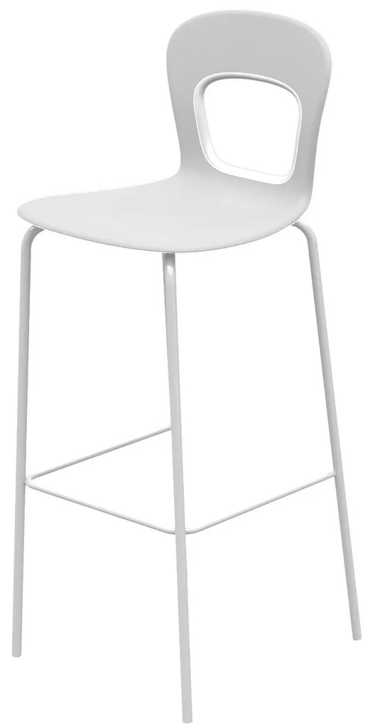 GABER - Barová židle BLOG - vysoká, bílošedá/chrom