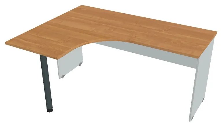 Stůl ergo pravý 160*120 cm - Hobis Gate GE 60 P Dekor stolové desky: olše, Dekor lamino podnože: šedá, Barva nohy: černá