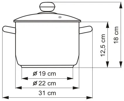 KOLIMAX - české nerezové nádobí Hrnec s poklicí KOLIMAX CERAMMAX PRO STANDARD - granit černý, 22 cm, 4,5 l