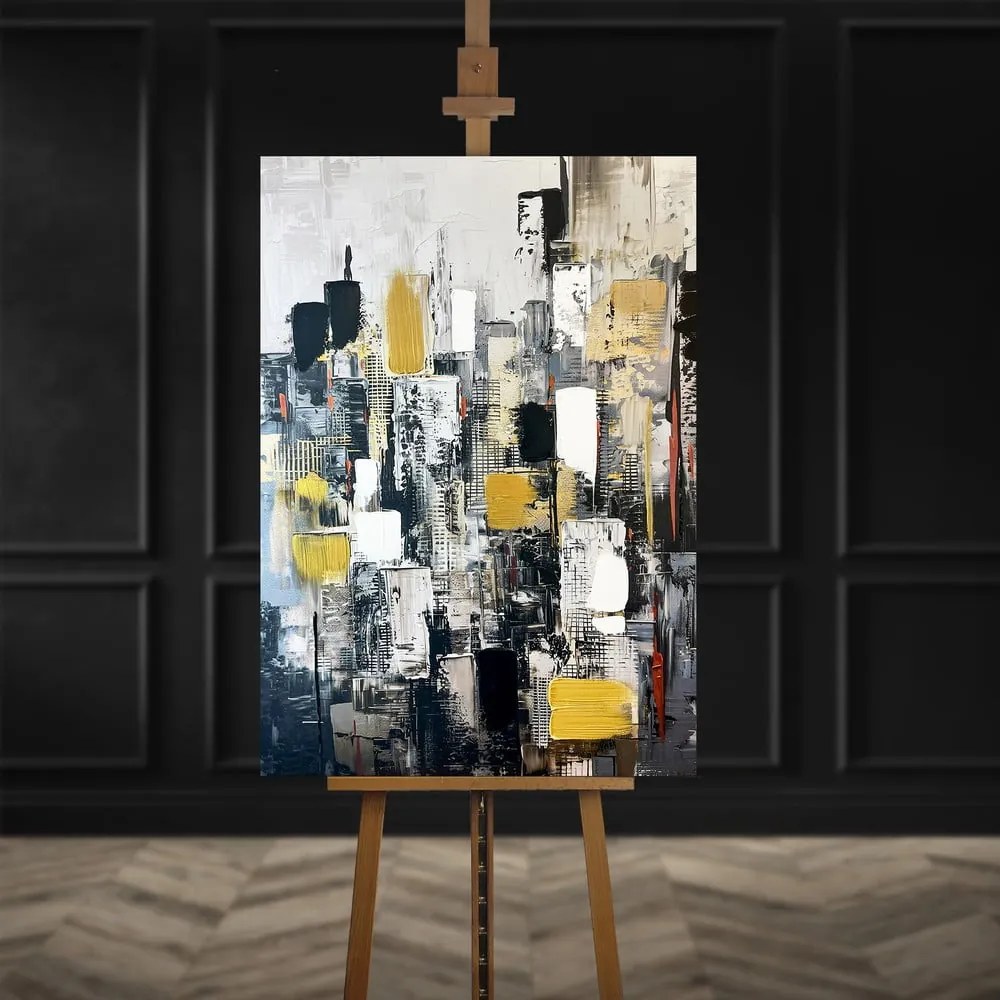 Obraz s ručně malovanými prvky na plátně 70x100 cm Cityscape – Styler