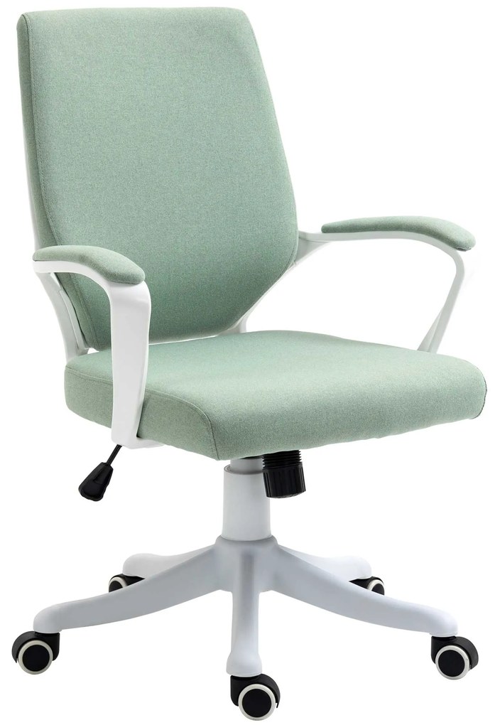 Kancelářská židle Vinsetto ergonomická s houpací funkcí čalouněná 360° otočná kolečka polyester zelená 62x69x92-100cm | Aosom.de