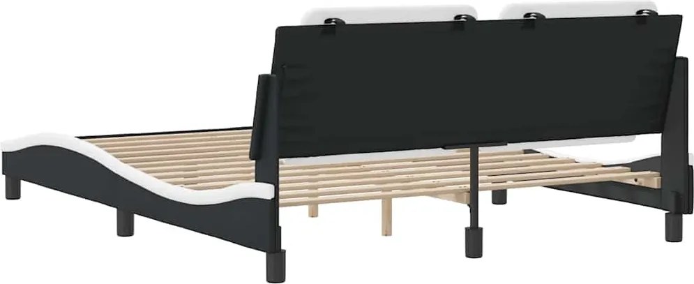 Rám postele bez matrace Zadar černý a bílý 160 x 200 cm umělá kůže 3208196