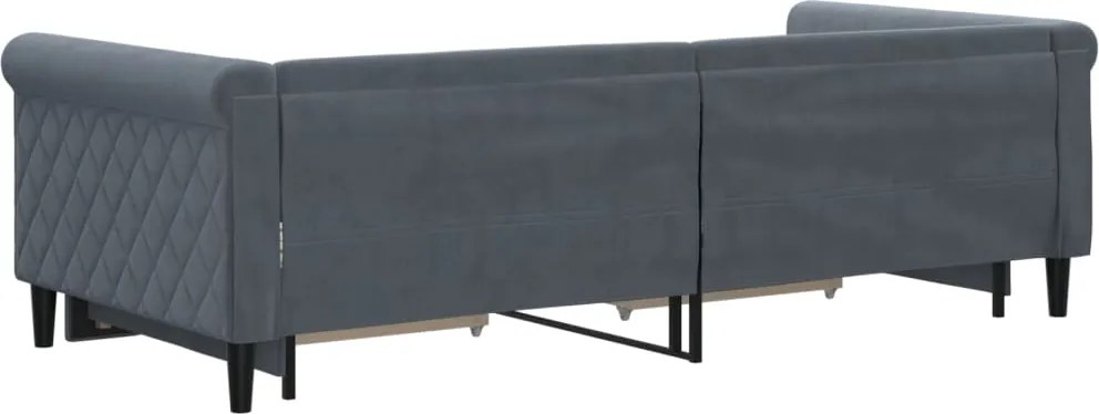 Válenda s přistýlkou a zásuvkami tmavě šedá 90 x 200 cm samet 3197820