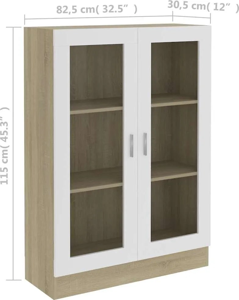 vidaXL Vitrína 82,5 x 30,5 x 115 cm kompozitní dřevo [802755] Barva: Černý dub