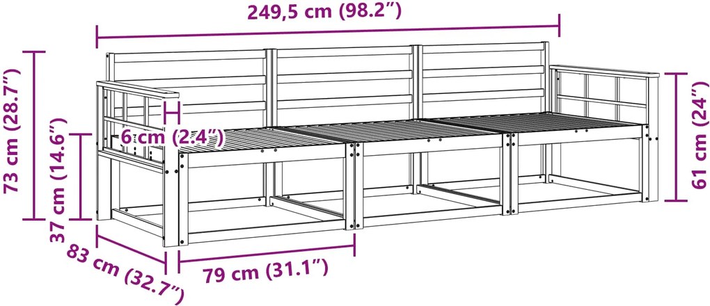 Venkovní pohovková souprava 3 ks Přírodní Masivní akátové dřevo 3367132
