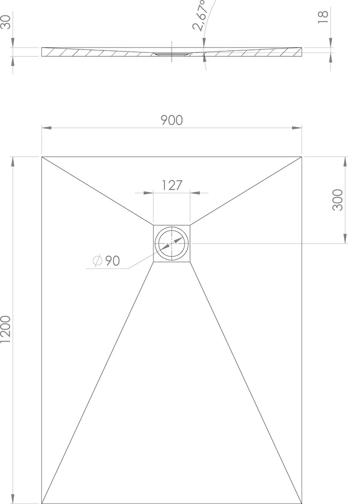 Polysan Polysan, TRENECA sprchová vanička z litého mramoru s možností úpravy rozměru 120x90cm, černá matná, 84307.21