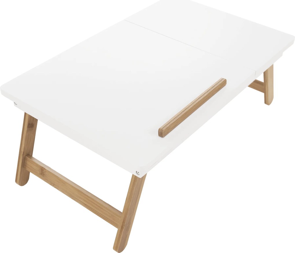 Příruční stolek na notebook / držák na tablet, bílá / přírodní bambus, MELTEN