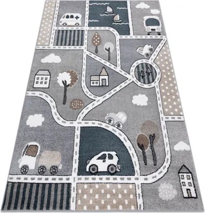 Koberec FUN Strade pro děti, ulice, město šedá