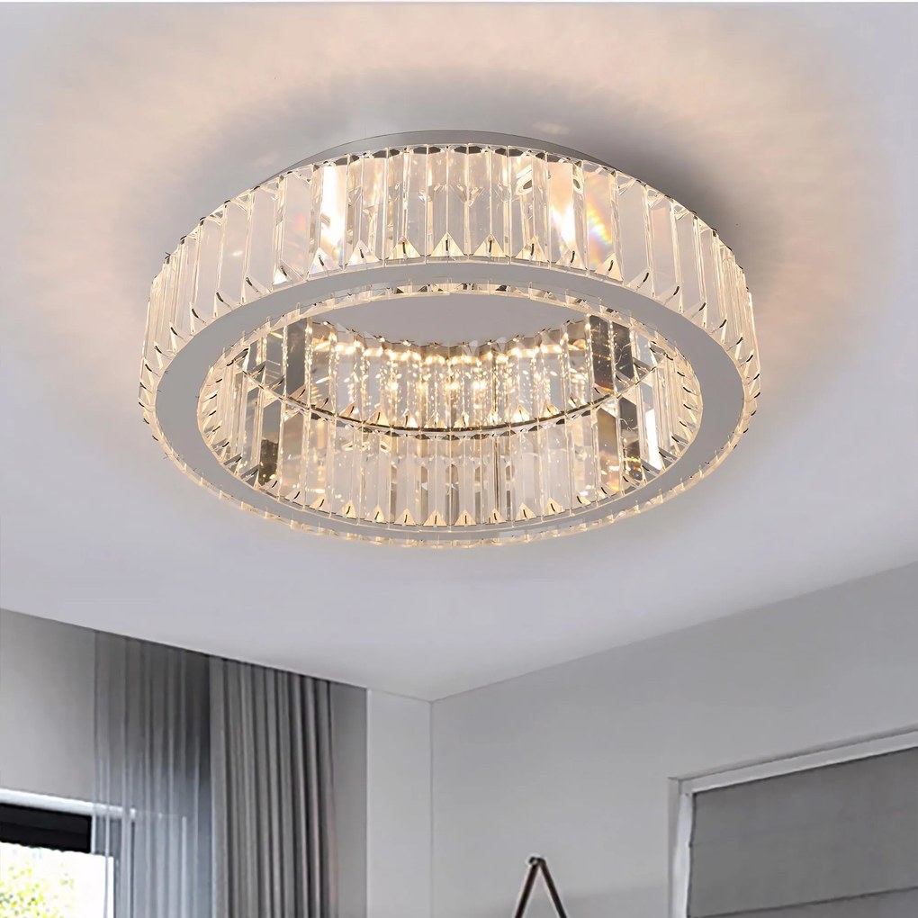 Toolight Toolight, křišťálové stropní svítidlo 50cm, 30W, 4000K, 1401lm, APP1744-C, chromová, OSW-09308