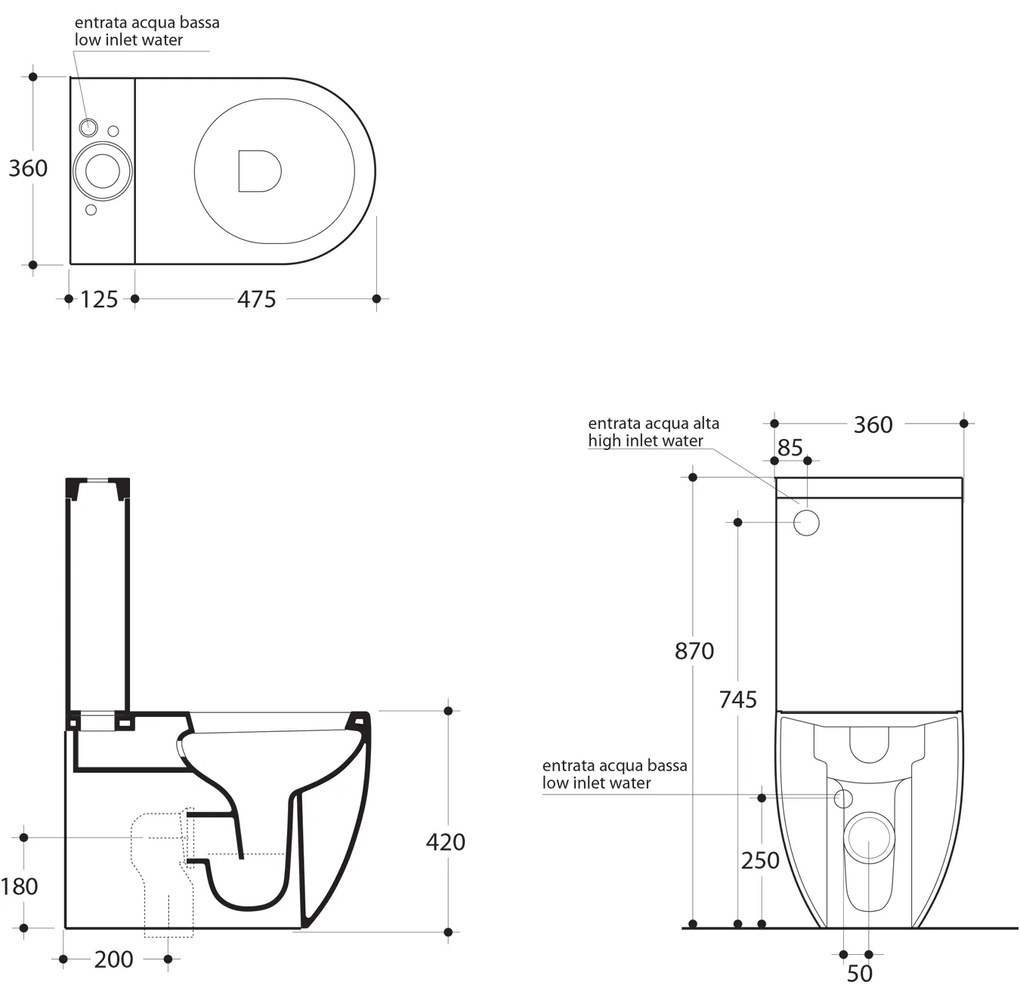 Kerasan FLO WC kombi, spodní/zadní odpad, bílá - WCSET11-FLO