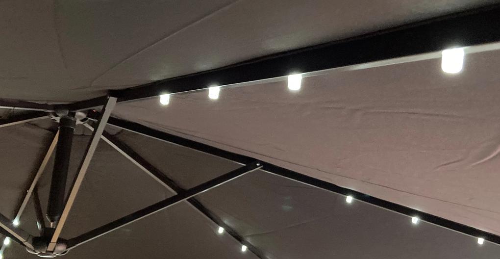Nábytek Texim Nábytek Antonio Slunečník Hook pr. 3m černý LED bez závaží