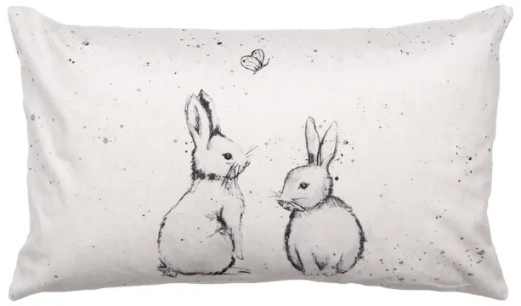 Béžový obdélníkový povlak na polštář s králíčky Bunny Buddies – 30x50 cm