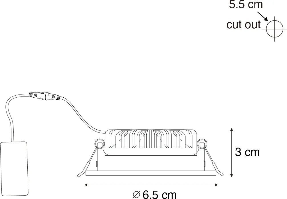 Zástěnné bodové svítidlo černé otočné 6,5 cm včetně LED IP54 Ultra Slim - Pupil