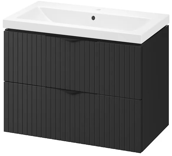 Cersanit Tirso, závěsná umyvadlová skříňka 794x447x572 mm + keramické umyvadlo, černá matná, S801-587