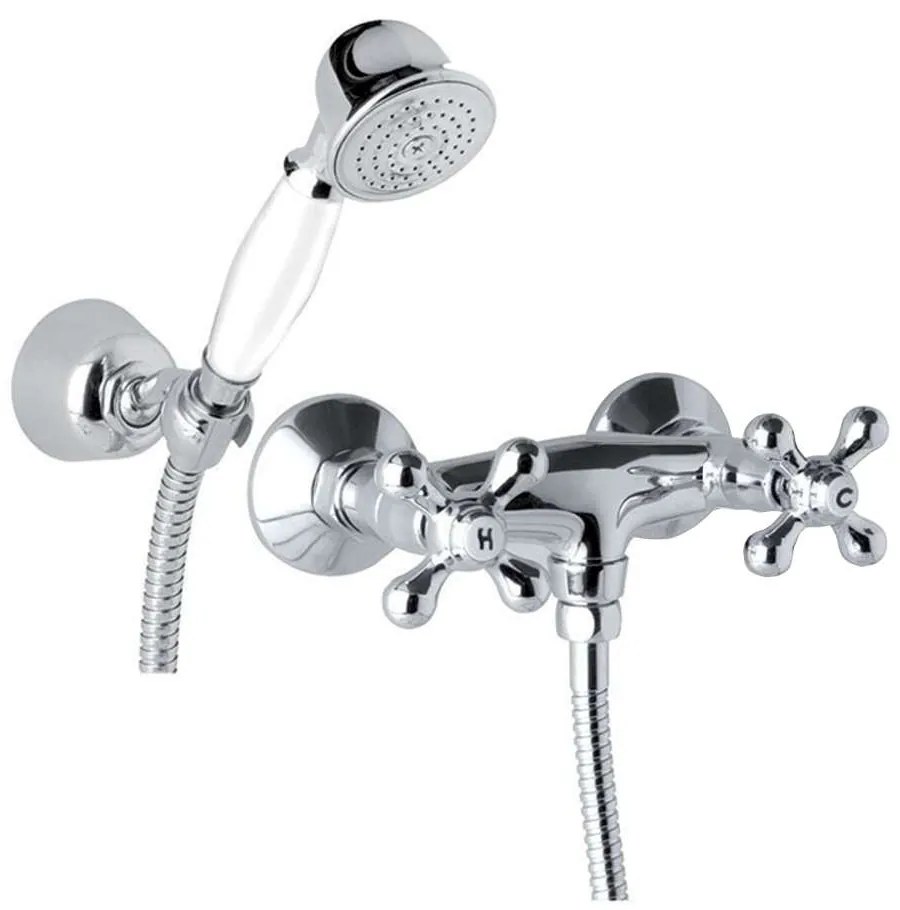 Mereo Retro Viktorie sprchová nástěnná baterie 100 mm s příslušenstvím mosaz chrom CBL601A