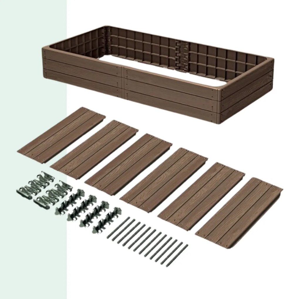 Vyvýšený záhon WOODY 149x75,6x25cm, hnědá Prosperplast