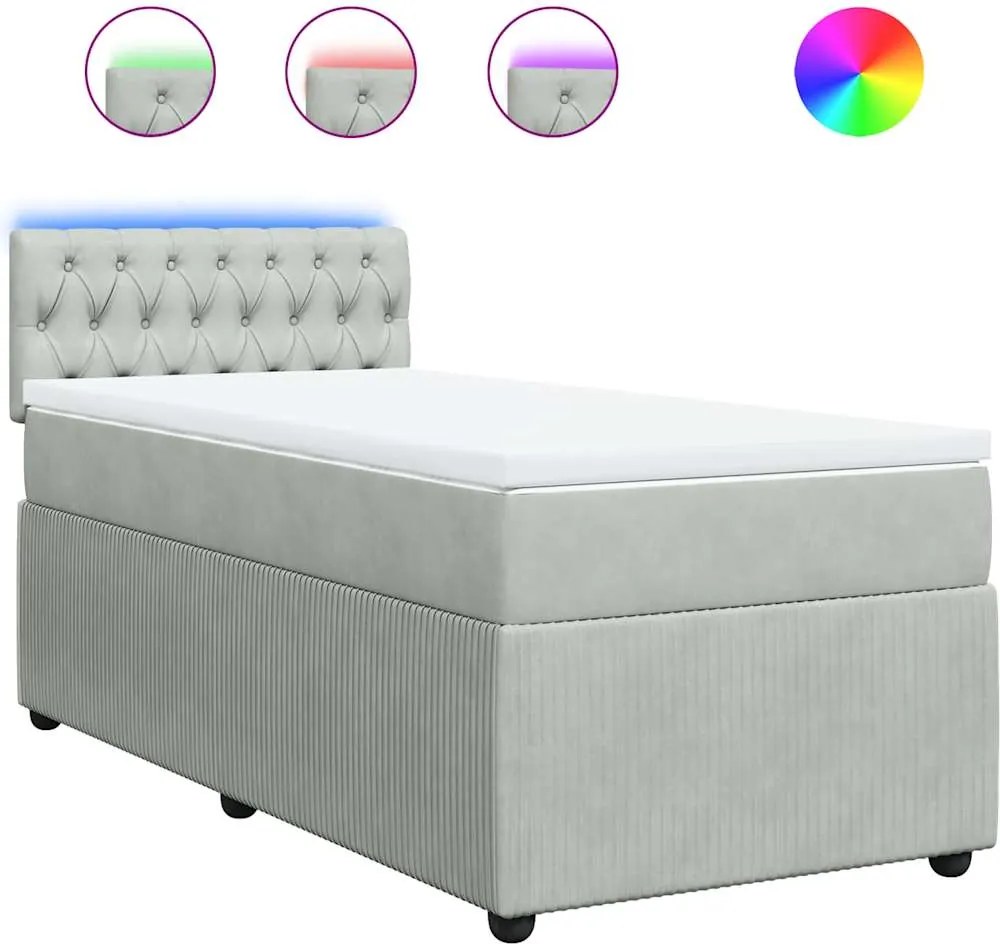 Box spring postel s matrací světle šedá 100x200 cm samet 3289968
