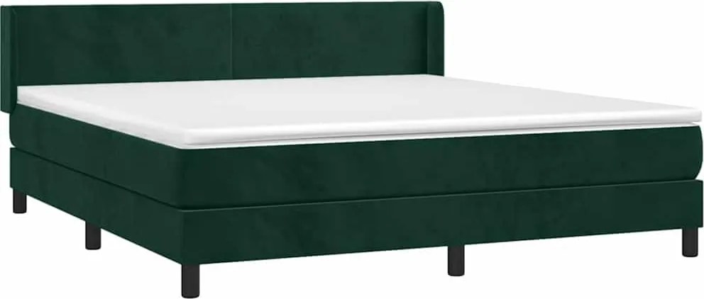 Box spring postel s matrací tmavě zelená 160x200 cm samet 3130850