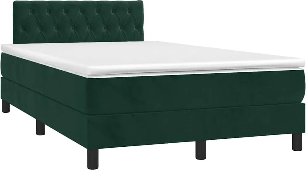 Box spring postel s matrací a LED tmavě zelená 120x190 cm samet 3270174