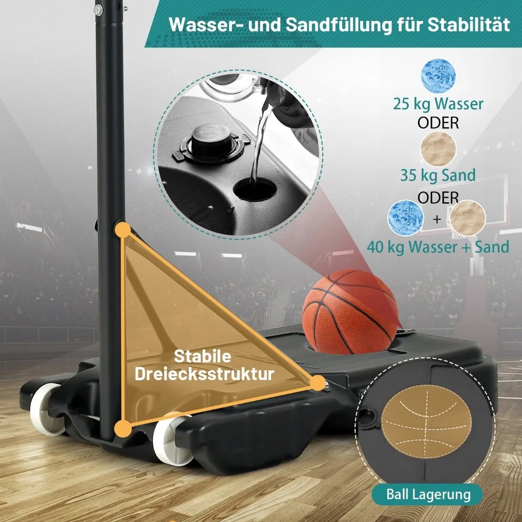 Costway Basketbalový stojan 90/158-210 cm výškově nastavitelný basketbalový koš