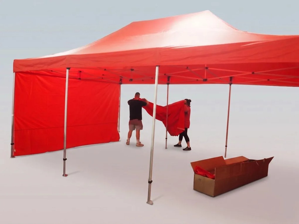 Rozkládací stan 6 × 4 m – hliníkový hexagión, Černá
