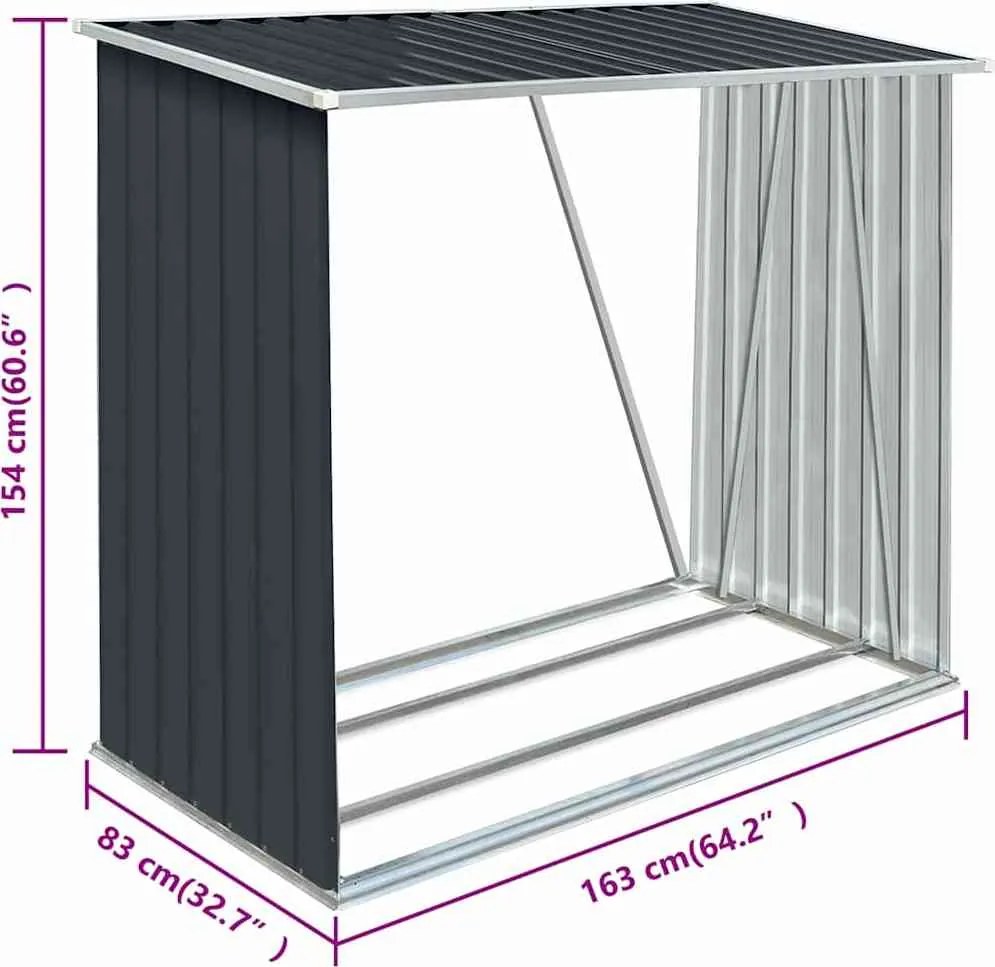 vidaXL Zahradní kůlna na dříví pozinkovaná ocel 163x83x154 cm [47091] Barva: antracitová