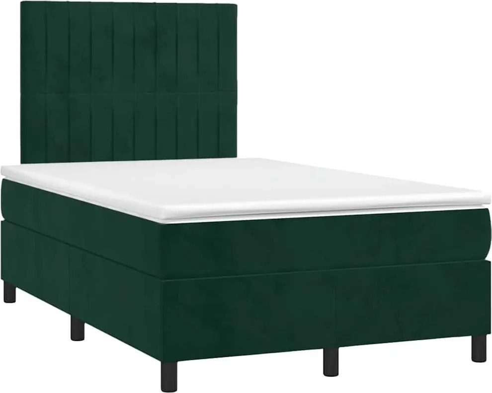 Box spring postel s matrací tmavě zelená 120x190 cm samet 3270010