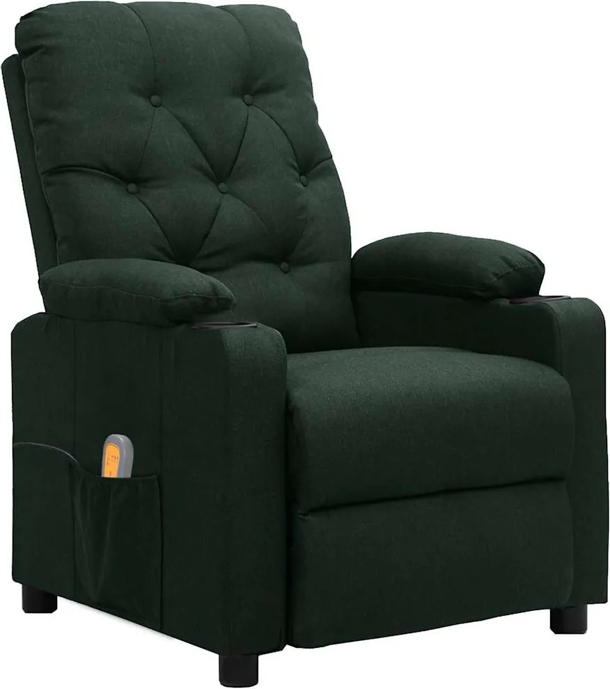 Masážní křeslo tmavě zelené textil 339118