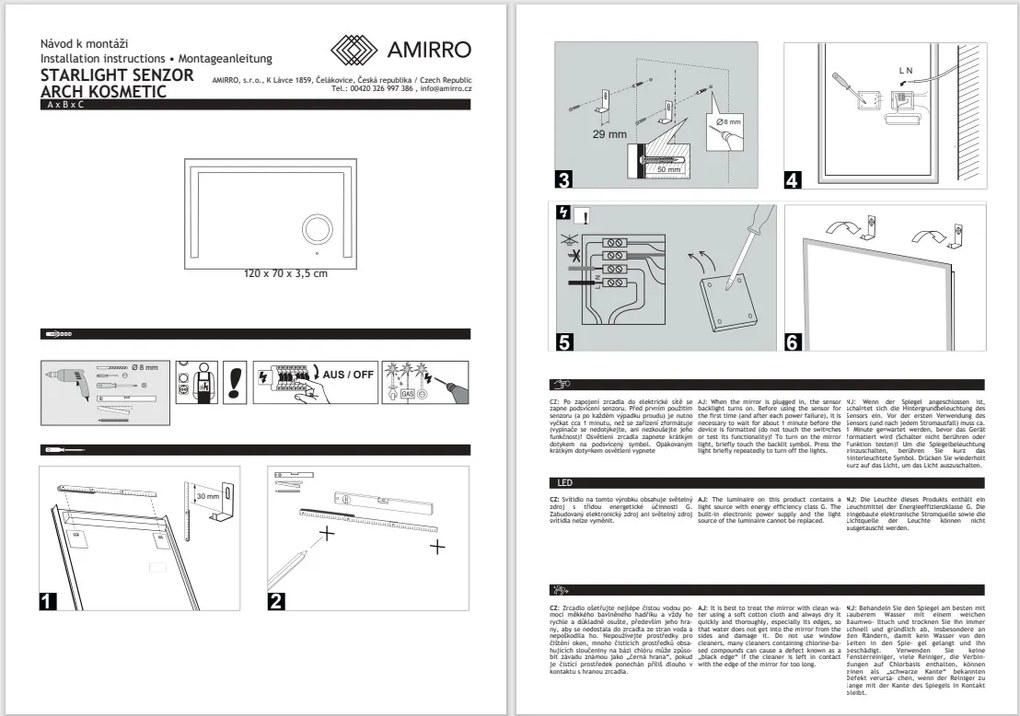 Starlight arch LED zrcadlo na chodbu do předsíně nástěnné do koupelny 412-429