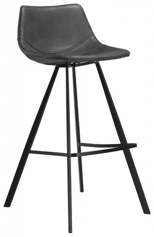 Barová židle DanForm Pitch, vintage šedá ekokůže, černá podnož
