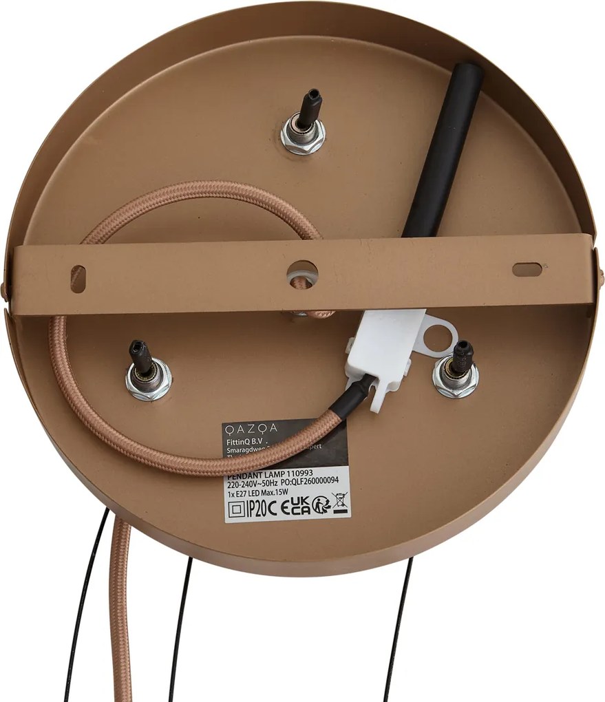 Retro závěsná lampa tmavý bronz s jantarovým sklem - Barb