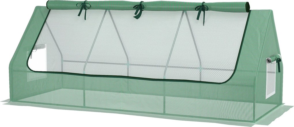 Skleník Outsunny se samostatnými okny, PE síťová fólie, UV odolný fóliový skleník z oceli, skleník na balkon a zahradu 240x90x90cm, skleník na rajčata