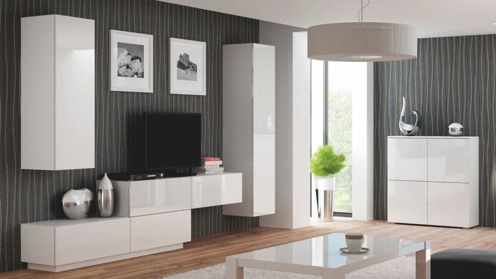 RTV stolek LIVO 160 bílá lesk (160 x 38) cm
