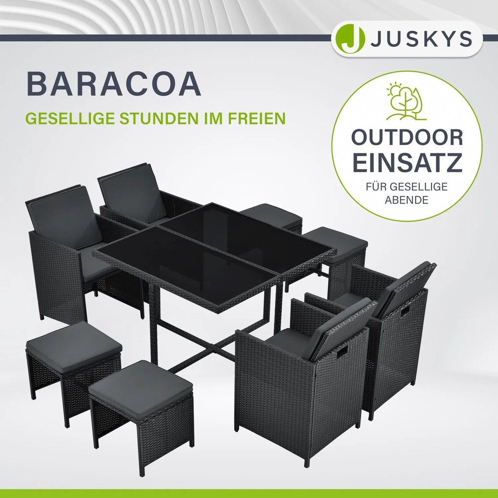 Juskys Polyratanová zahradní sestava Baracoa pro 8 osob Velikost: L