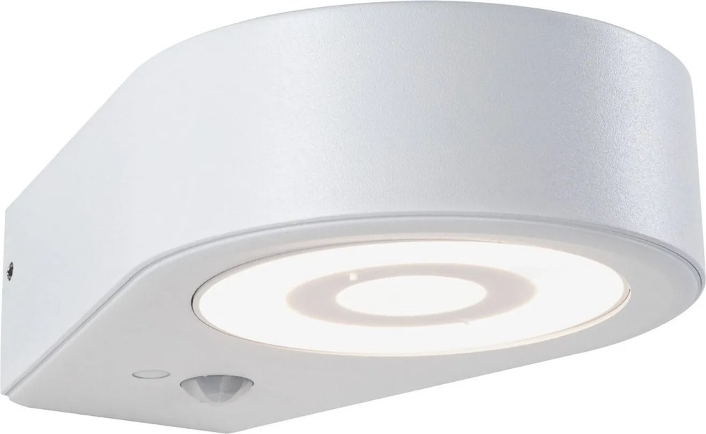 P 94867 LED venkovní nástěnné svítidlo Silma pohybové čidlo IP44 65x186mm 3000K 5,5 / 1x0,7W 230V bílá hliník - PAULMANN