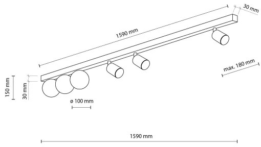 Bodové svítidlo VOX 3xG9/8W/230V + 3xGU10/10W černá