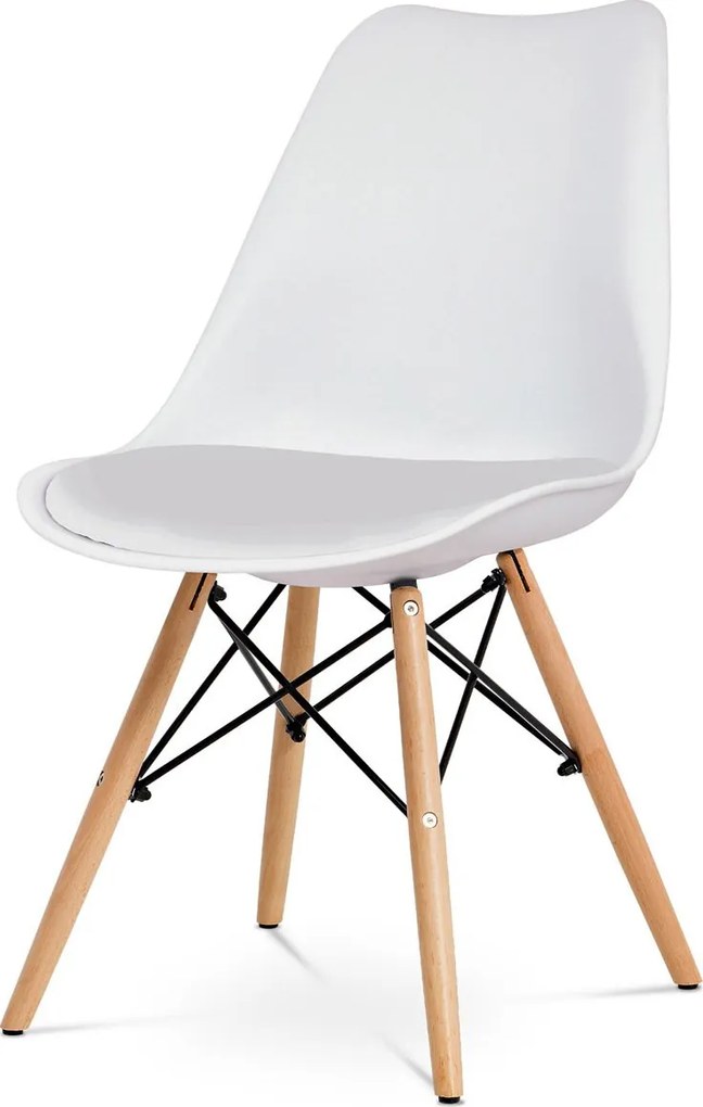 Autronic Jídelní židle bílý plast / bílá koženka / natural CT-741 WT