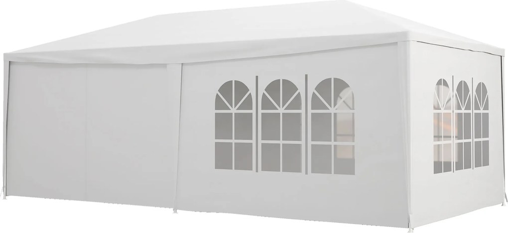 Outsunny Zahradní Stan 6x3 m Odnímatelný Zahradní Altán se 4 Okny a 2 Zipovými Dveřmi, 6 Bočními Stěnami a Voděodolným Pavilonem pro Terasu, Patio a …
