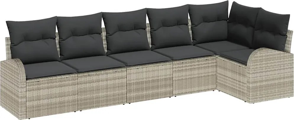 Sada zahradních pohovek 6 pcs Světle šedá Poly ratan 3346062