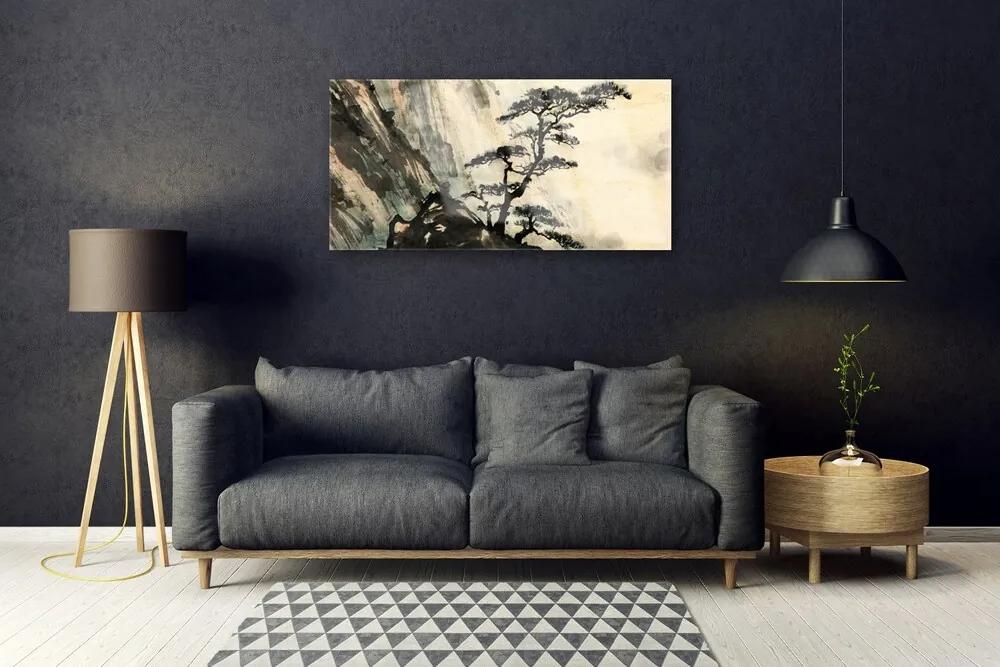 Obraz na skle Malovaný Strom Umění 140x70 cm