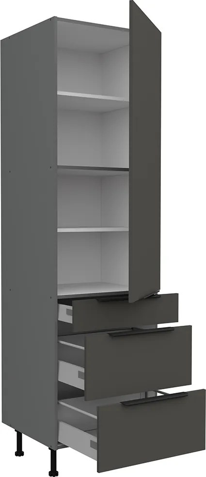 ARIA pi | vysoká skříňka 60 DKS-215 3S1F potravinová | UNI DVÍŘKA | 60 cm | PREMIUM BOX | antracit/šedá grafit