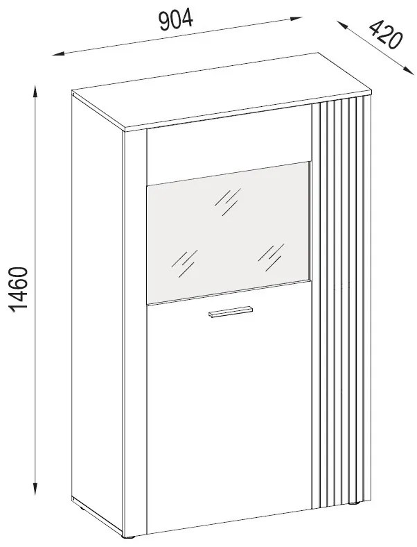 Skříňka s prosklením Esteban, antracit/dub evoke