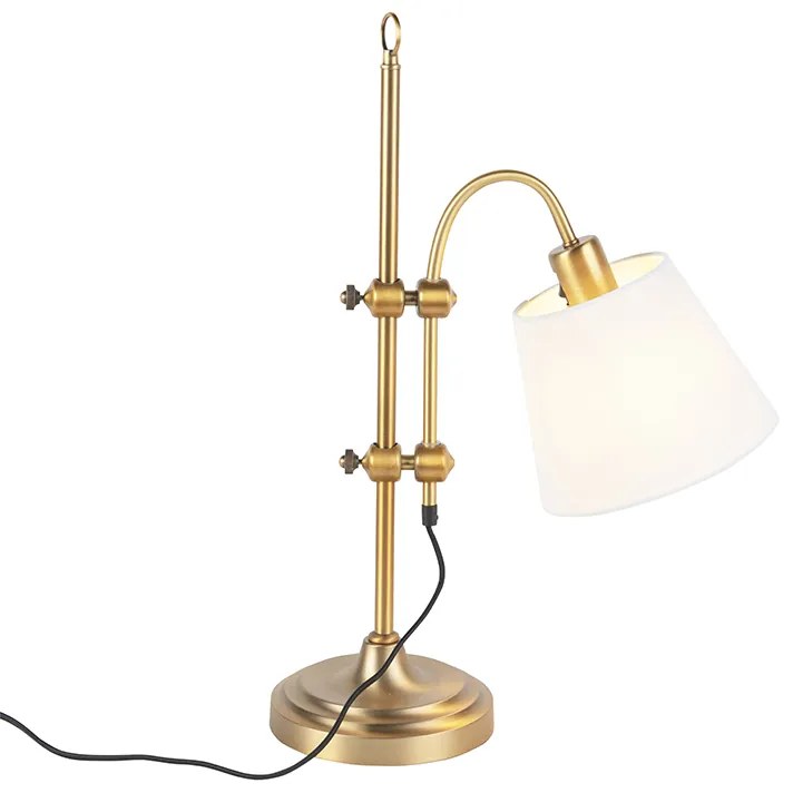 Klasická stolní lampa bronzová s bílým odstínem - Ashley