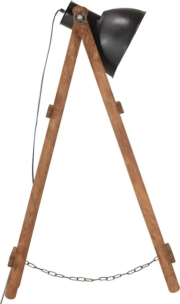 Stojací lampa černá E27 masivní mangovníkové dřevo 320589