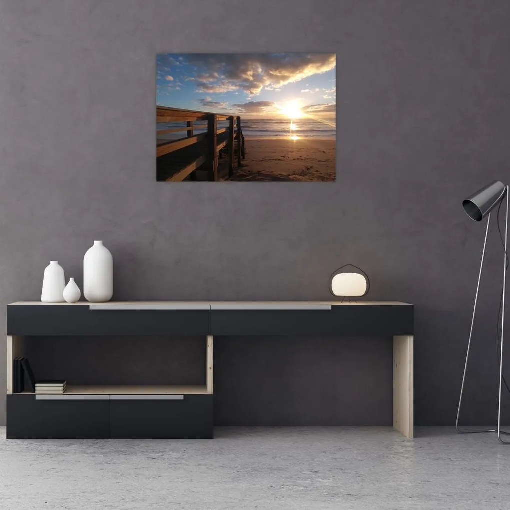 Obraz mola, pláže a moře (70x50 cm)