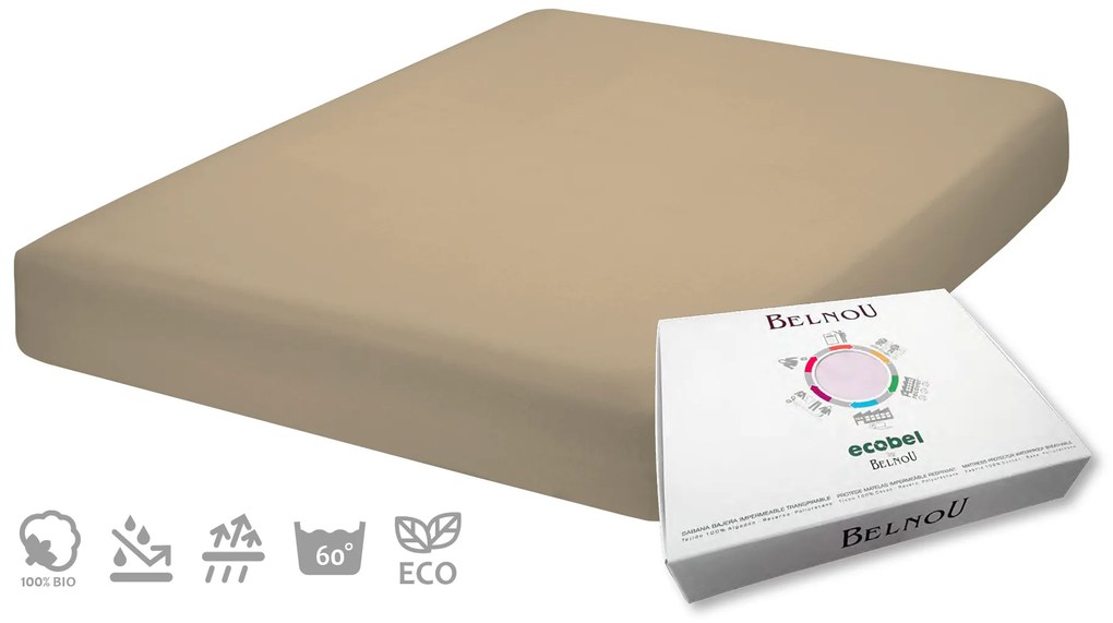 Nepropustné hyperprodyšné prostěradlo BelnoU ECOBEL 180x200 cm - hnědá