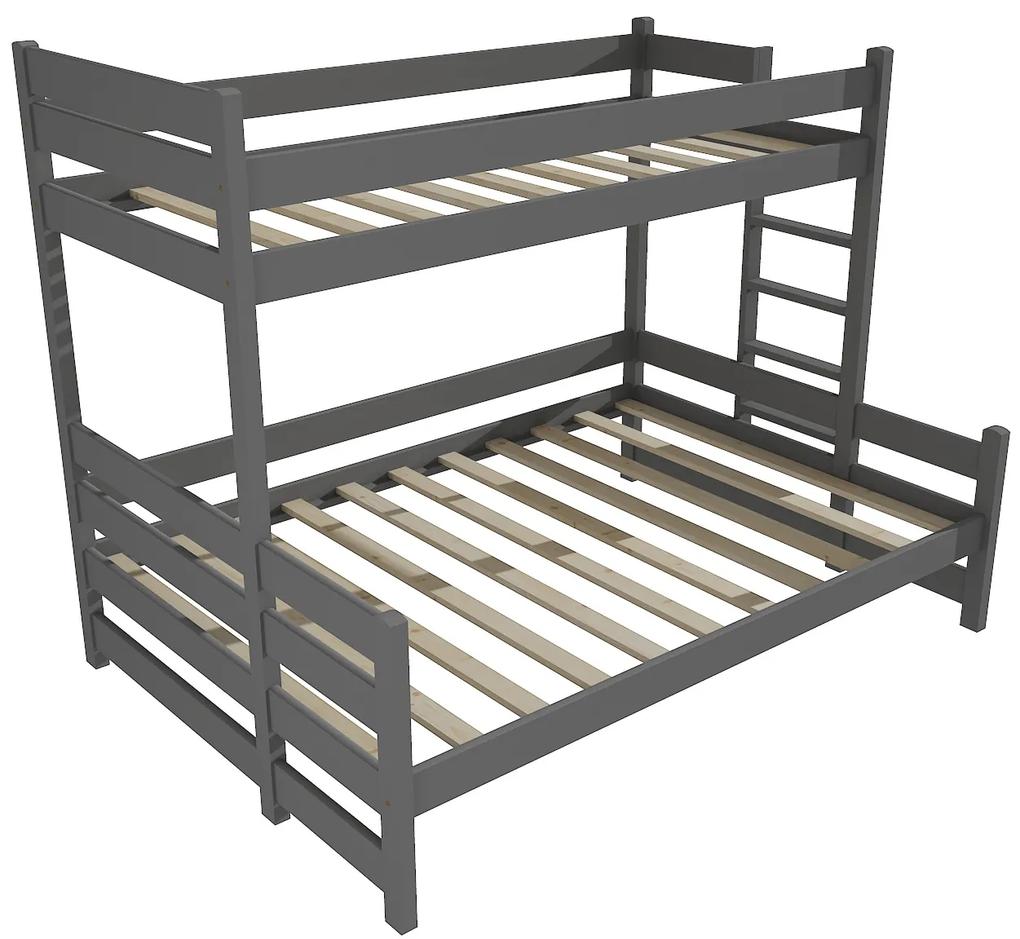 Vomaks Patrová postel s rozšířeným spodním lůžkem PPS 003 Rozměr: 90/140 x 200 cm, Barva: barva šedá, Varianta: vpravo